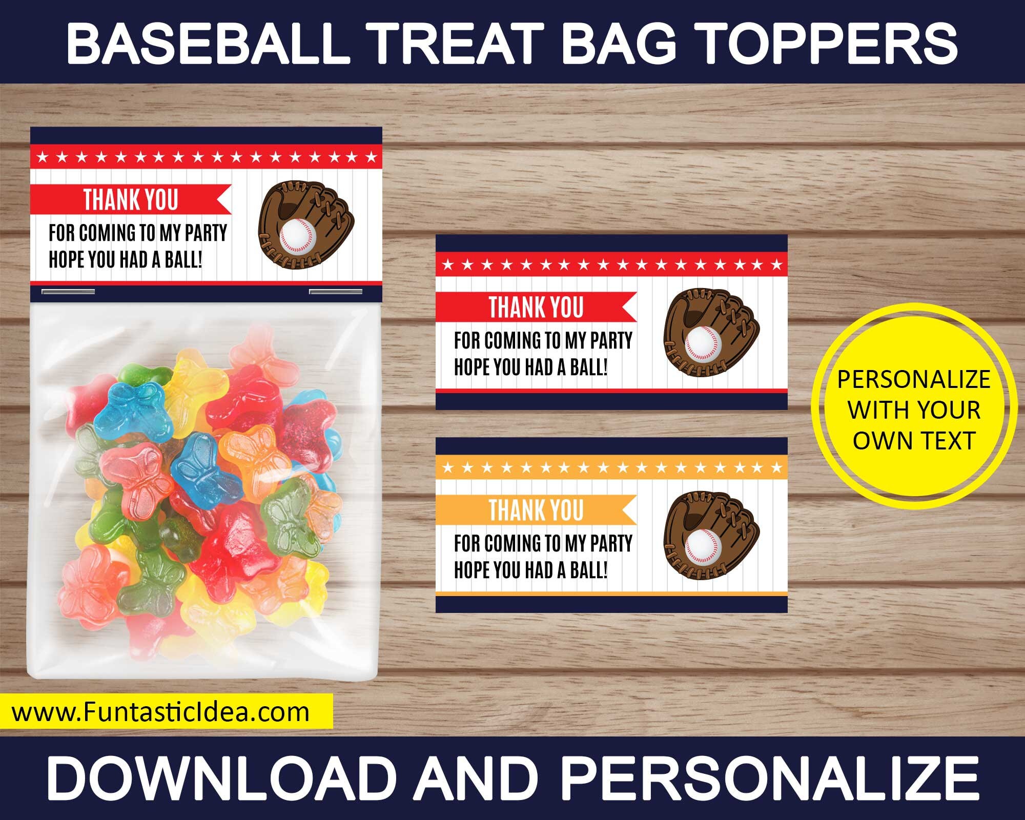 Baseball Treat Bag Toppers, Baseball Favor Bags, Baseball Party ...