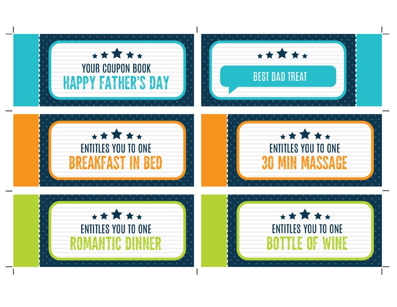 Fathers Day Coupon Book, Fathers Day Vouchers, Fathers Day Coupons ...