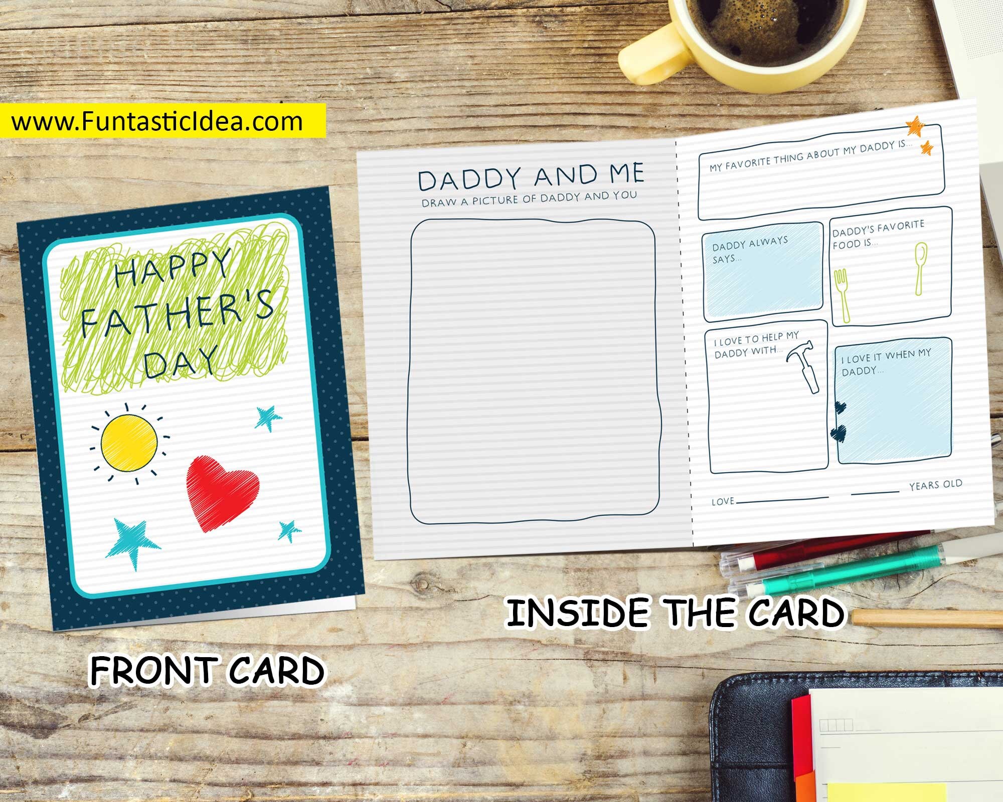 Card for Dad From Child, Card for Daddy, Kids Card for Dad, Father's ...