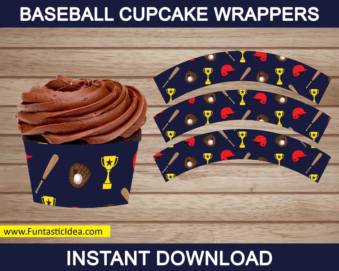 Baseball Cupcake Wrappers, Baseball Cupcakes, Baseball Birthday Party ...