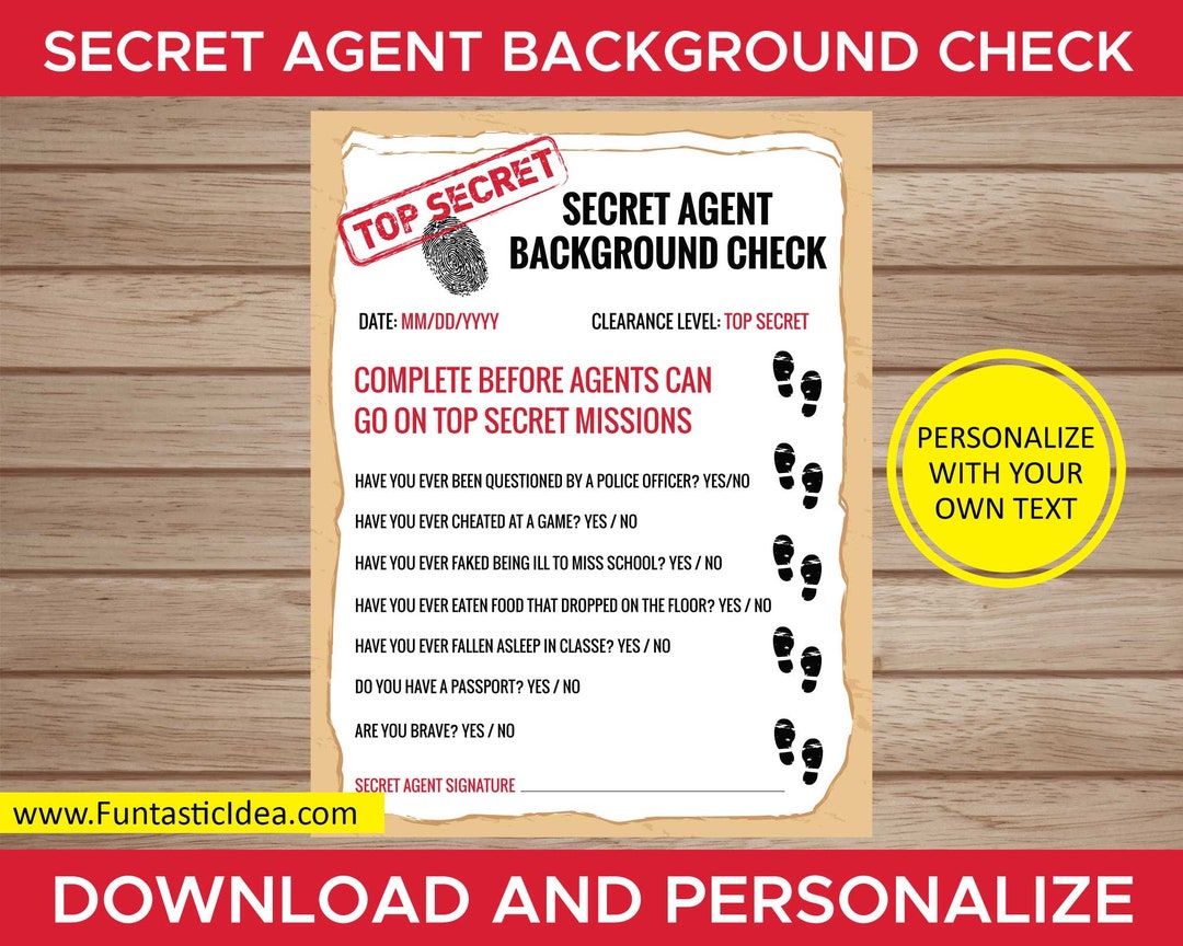 Spy / Secret Agent Background Check - Spy Party Games, Spy Party ...