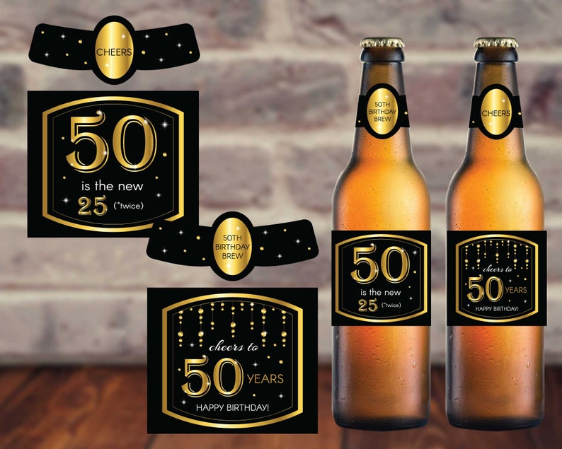 50th Birthday Beer Labels, 50th Party Beer Bottle Labels , Personalized ...