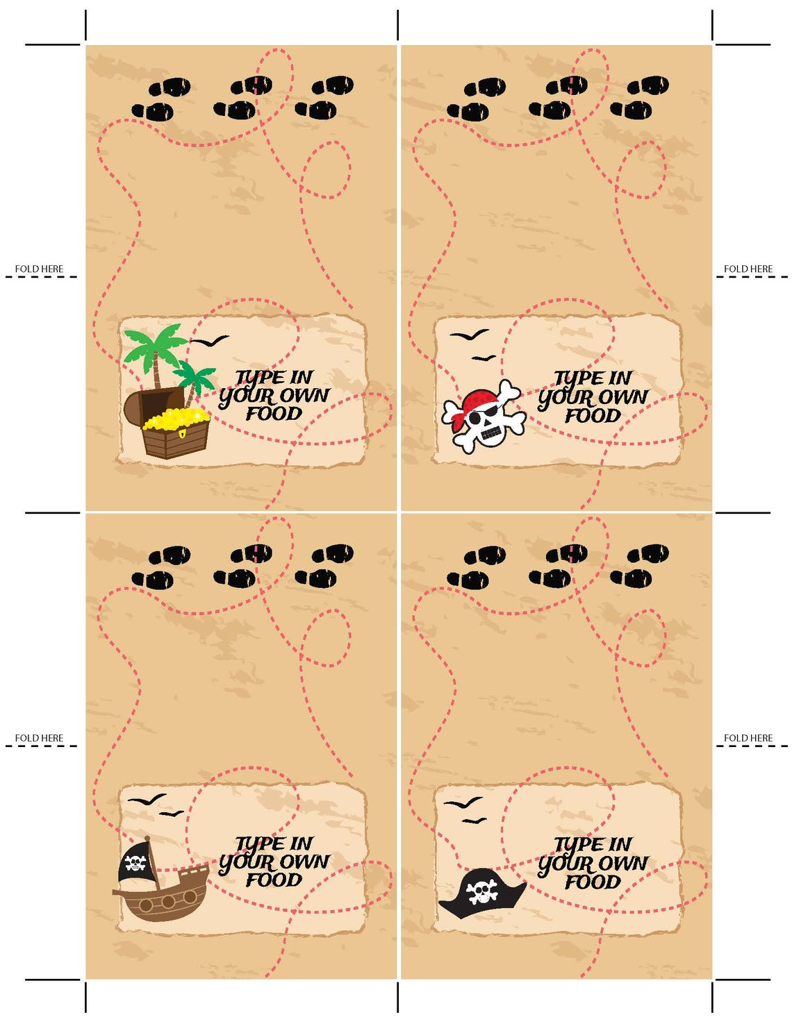 Treasure Hunt Food Labels, Treasure Hunt Place Cards, Treasure Hunt ...