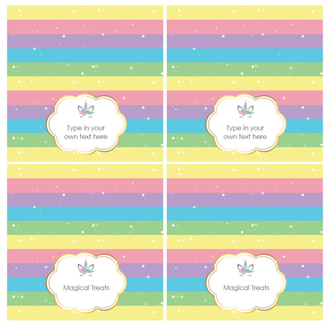 Unicorn Treat Bag Toppers Unicorn Favor Bag Toppers Unicorn | Etsy