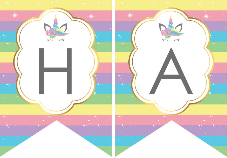 Unicorn Pennant Banner Unicorn Party Banner Unicorn Party | Etsy