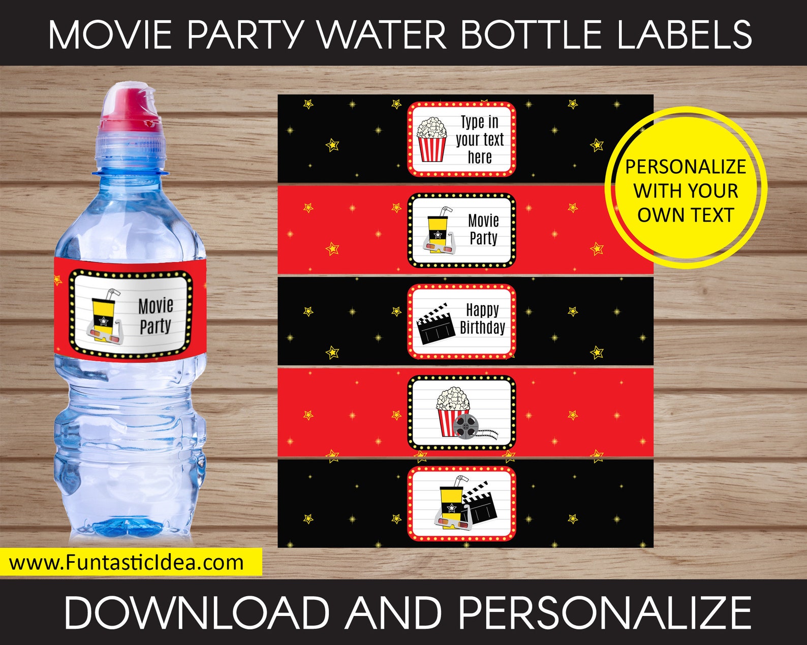 Movie Bottle Labels, Movie Water Bottle Labels, Movie Labels, Movie ...