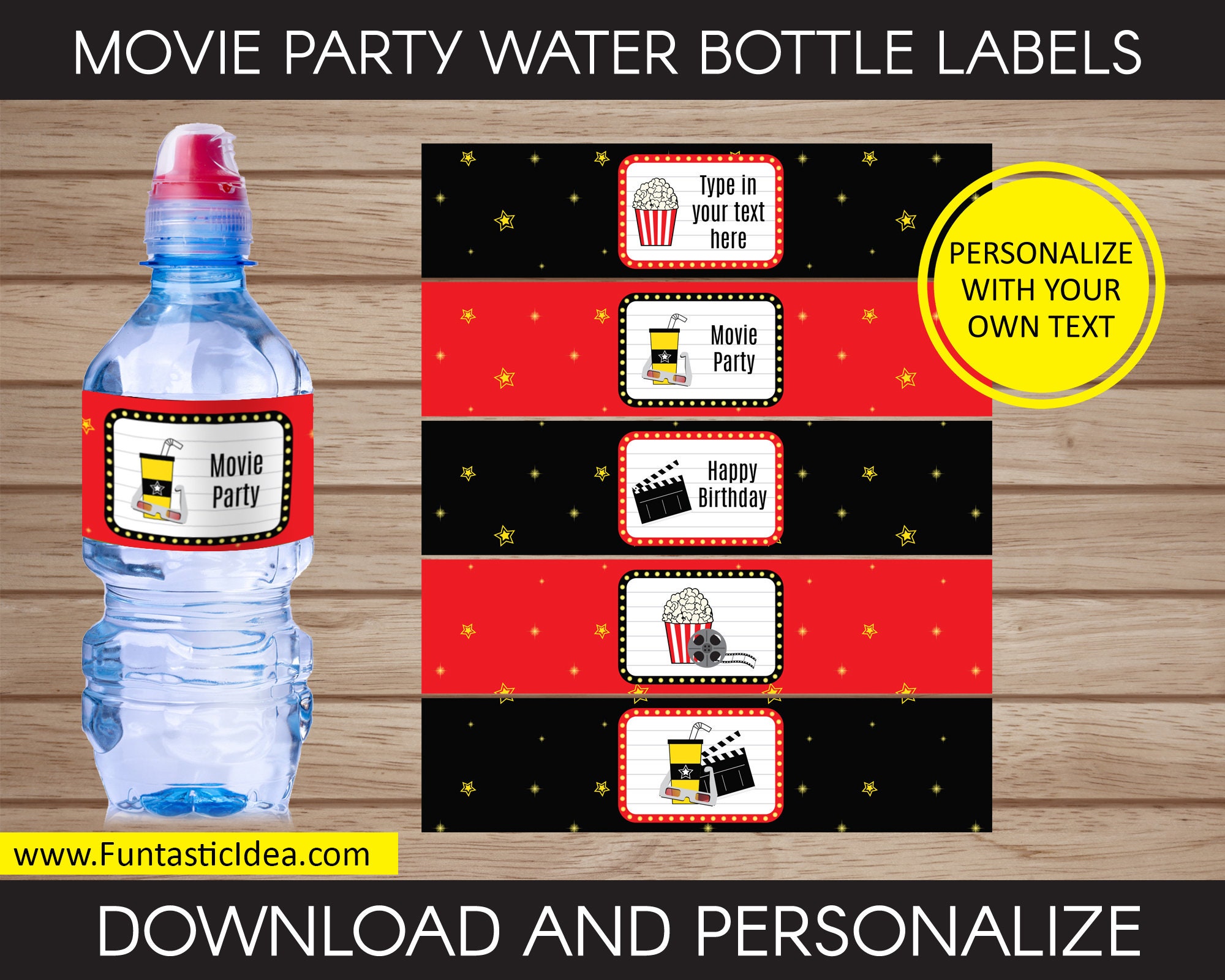 Movie Bottle Labels, Movie Water Bottle Labels, Movie Labels, Movie ...