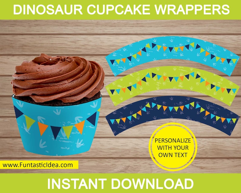 Dinosaur Cupcake Wrappers - Dinosaur Cupcakes, Dinosaur Birthday Party ...