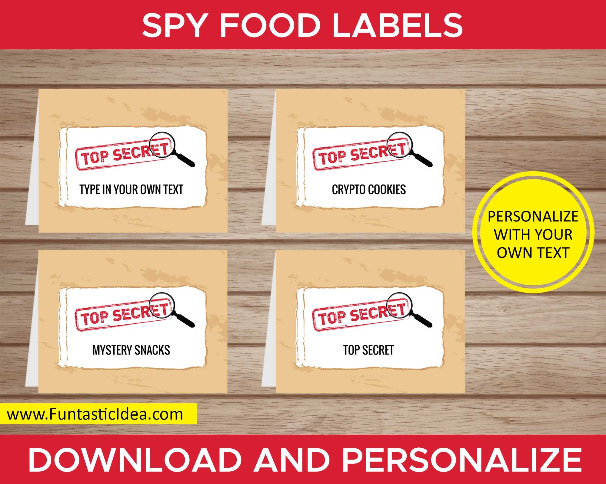 Spy Place Cards Spy Labels Instant Download PDF Printable Spy Tent ...