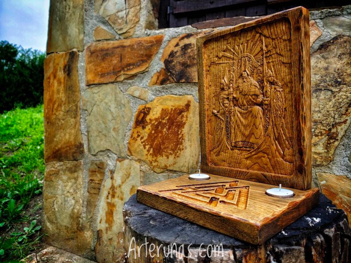 Altar madera dios Odín Valkirias valknut Wotan Talla - Etsy España