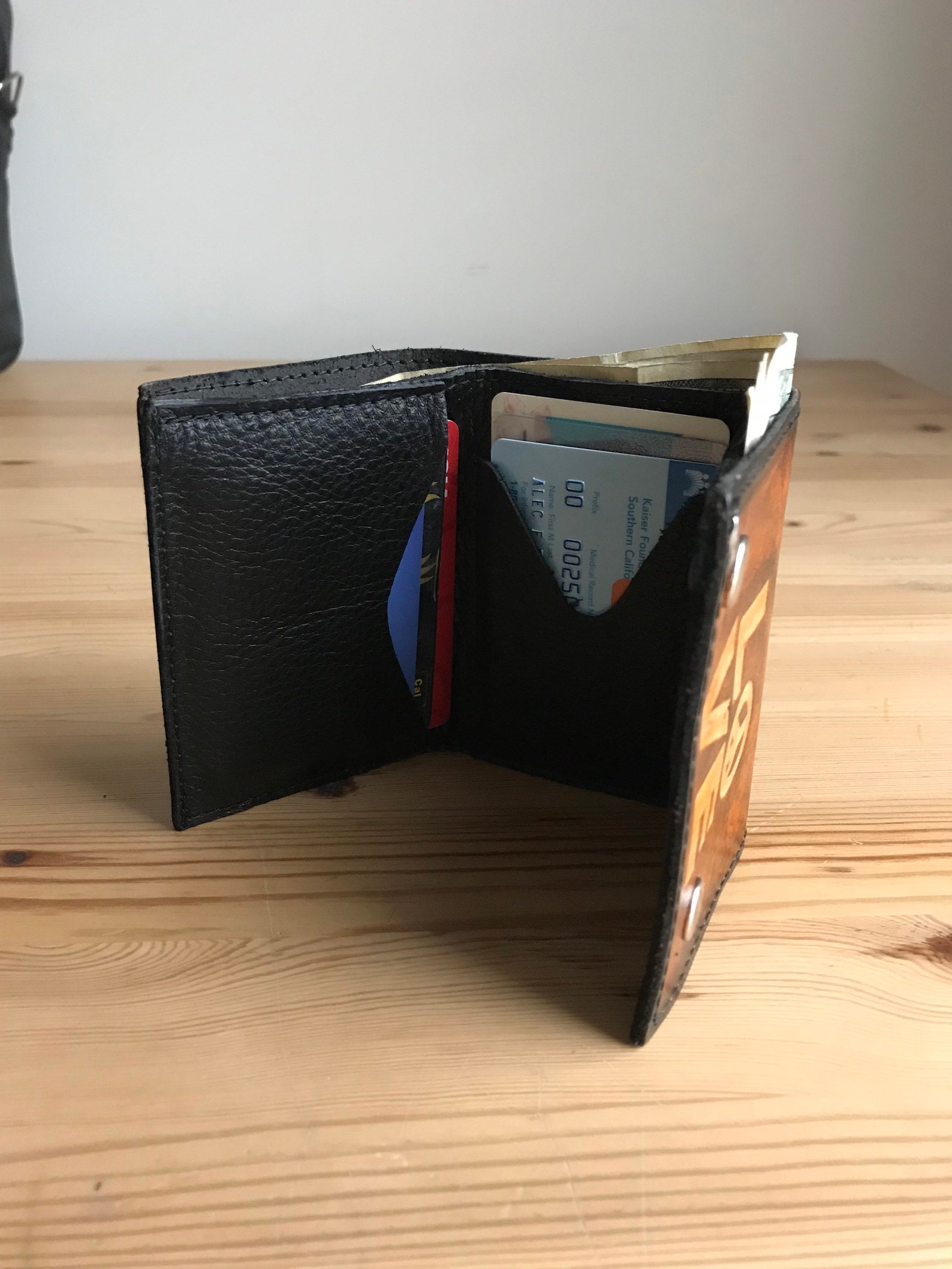 Unisex Trifold Leather Wallet With Chain Vintage Retro Look - Etsy