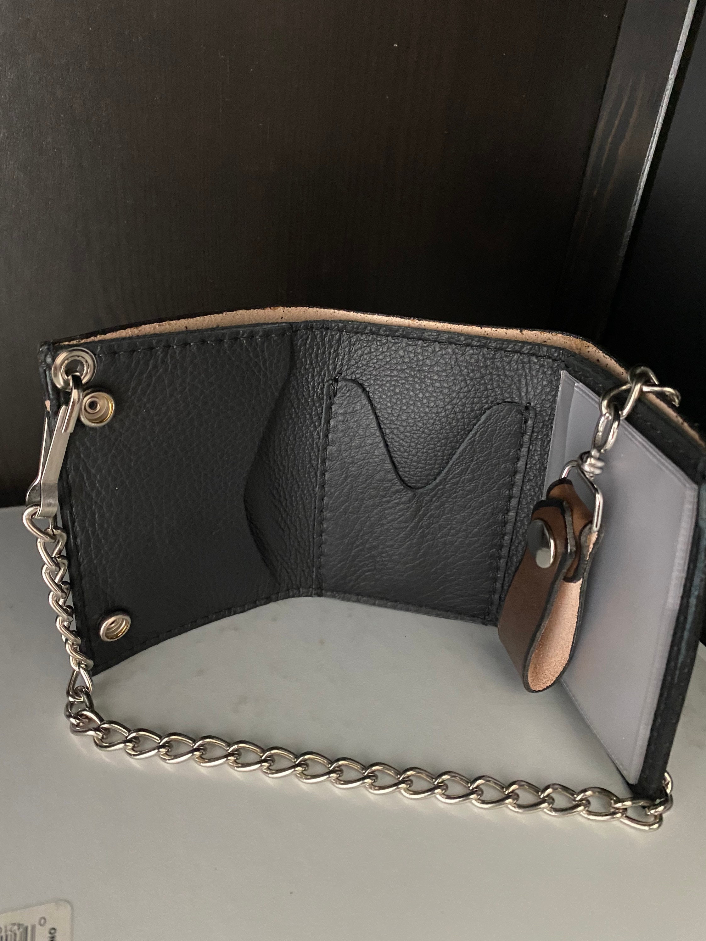 Leather Chain Wallet-personalized for Free With Initials - Etsy