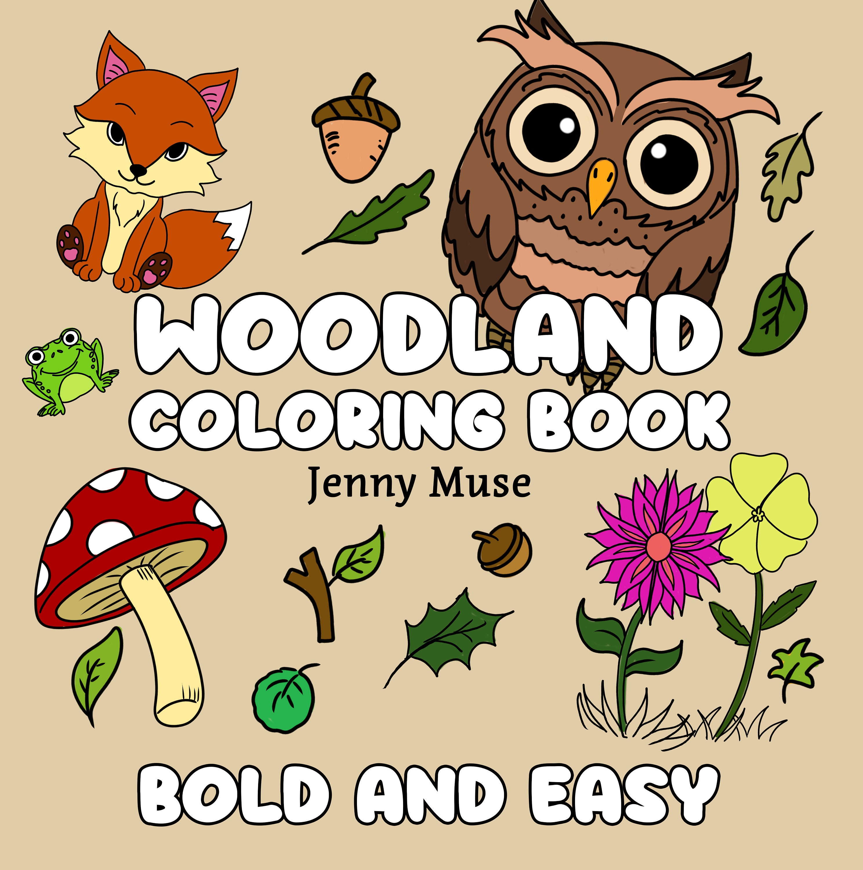 Woodland Coloring Book, Printable Kids and Adult Coloring Pages, Forest ...