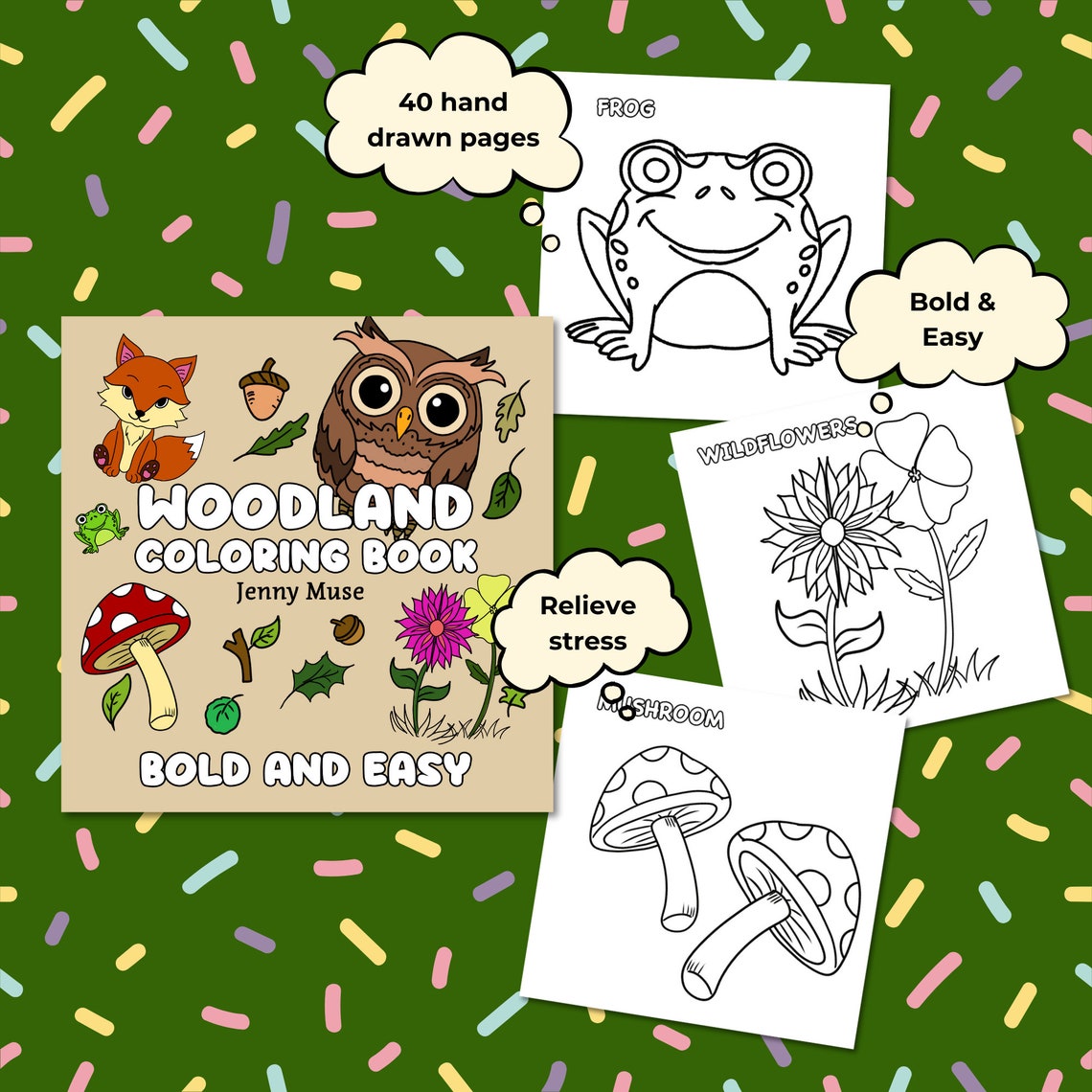 Woodland Coloring Book, Printable Kids and Adult Coloring Pages, Forest ...
