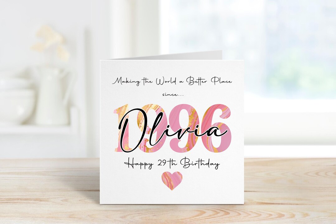 Personalised 29th Birthday Card, 29th Birthday Card, 29th Card - Etsy