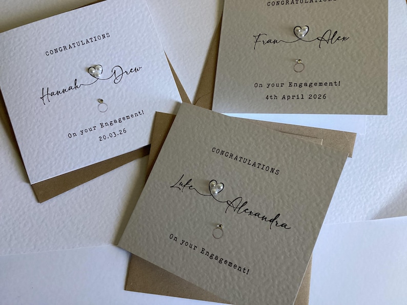 Personalised Engagement Card, Glitter Heart, Congratulations, Kraft ...