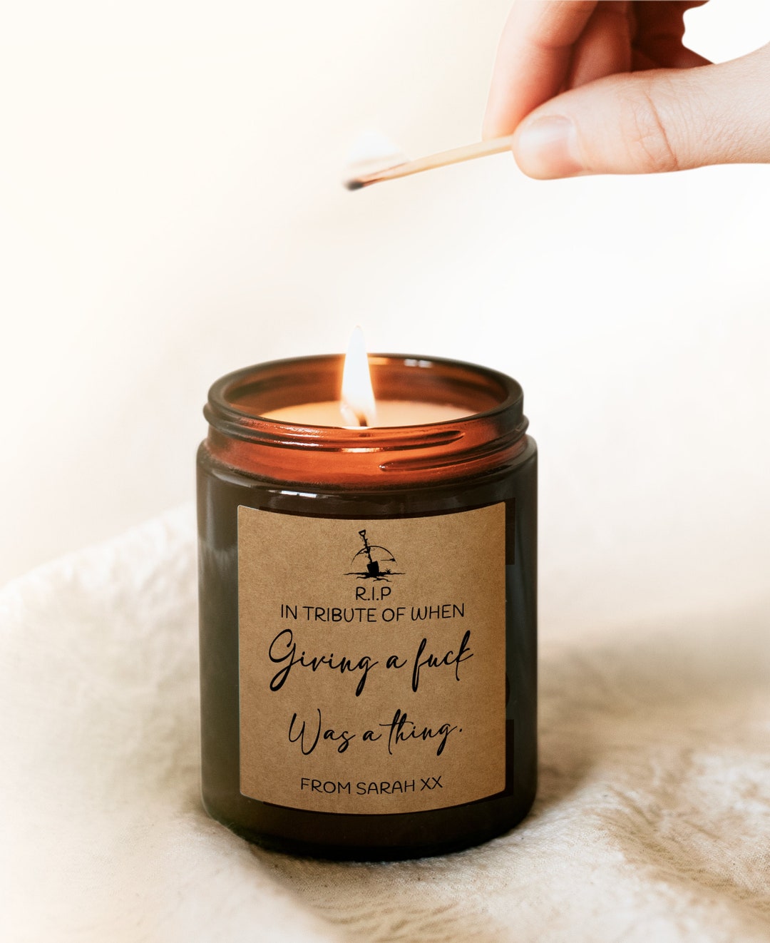 RIP in Tribute of When Giving a Fuck Was a Thing LABEL Rude Candle Gift ...