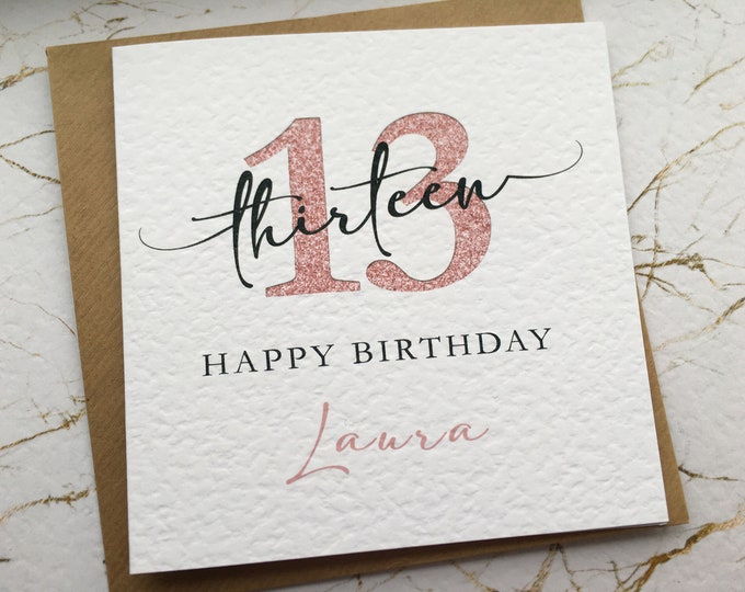 Individually Hand Drawn Teenager Birthday Cards. Girl Age 13. Love Make ...