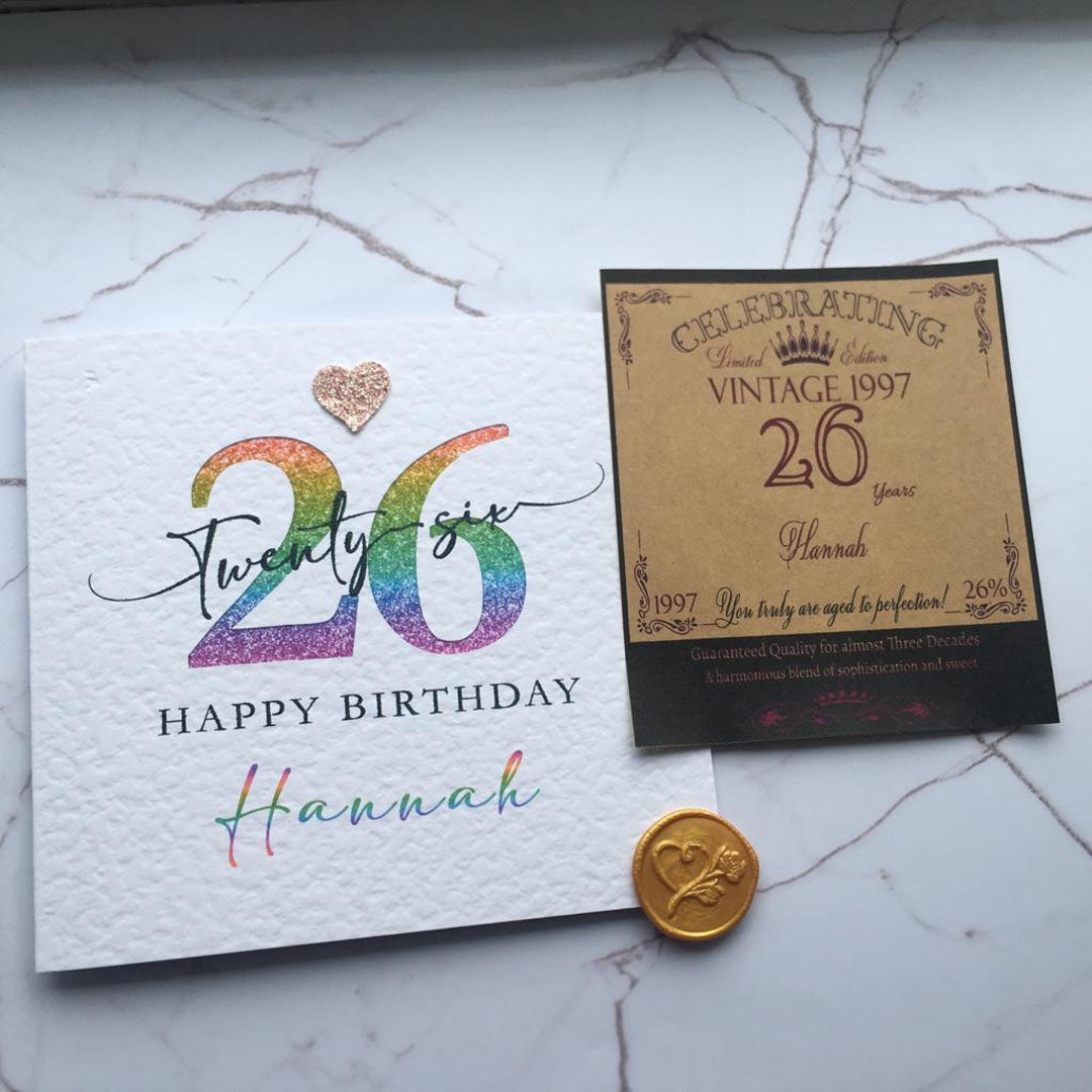 Personalised 26th Birthday Card, Twenty Fourth Card - Etsy UK