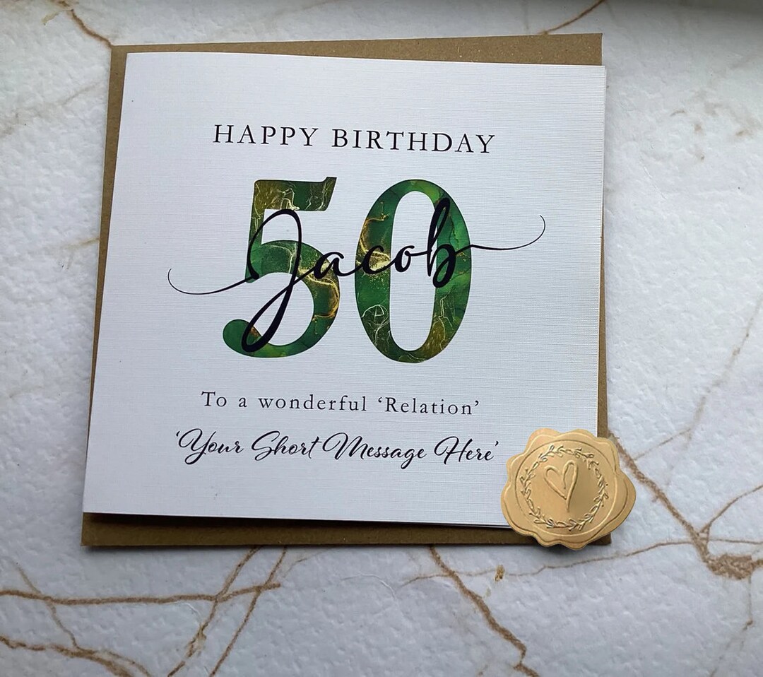 Personalised 50th Birthday Card, Fiftieth Card, Fifty Card - Etsy UK