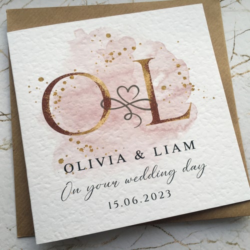 Personalised Wedding Initial Card Wedding Watercolour Card - Etsy UK