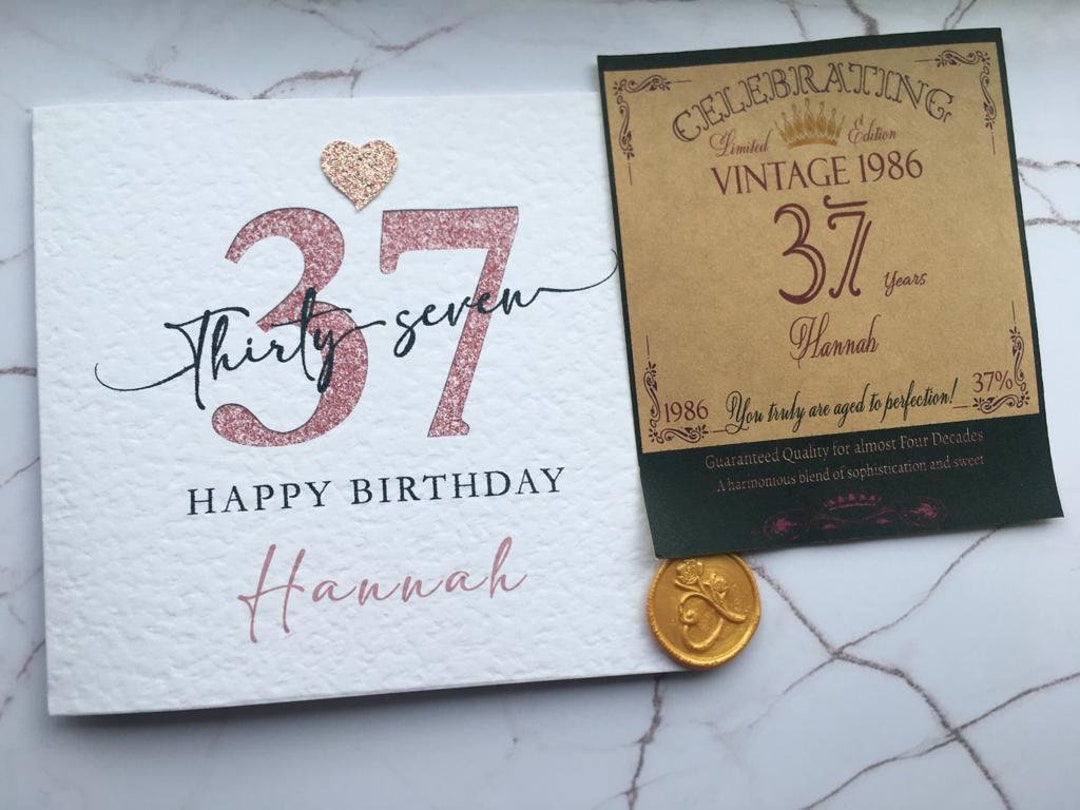 Personalised 37th Birthday Card, Thirty Seven Birthday Card - Etsy