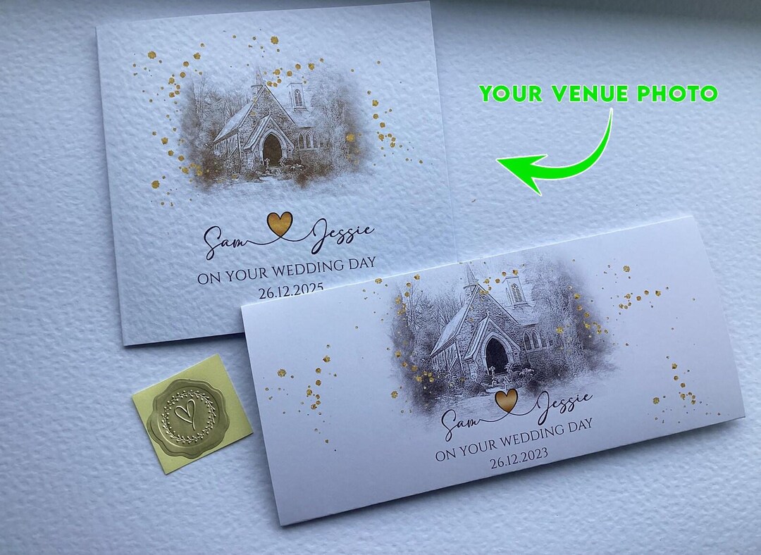 Personalized Wedding Venue Photo Card With Gift Wallet - Etsy