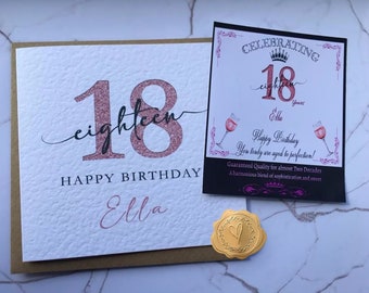 Personalised 18th Birthday Card Daughter, Granddaughter 18th Birthday Card Girl, 18th Birthday ...