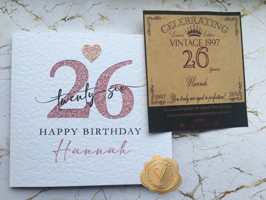 Personalised 26th Birthday Card, Twenty Sixth Card - Etsy