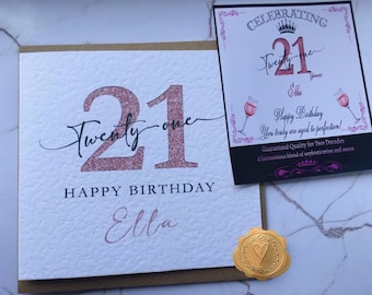 Personalised 21st Birthday Card for Her Twenty First Birthday Card ...