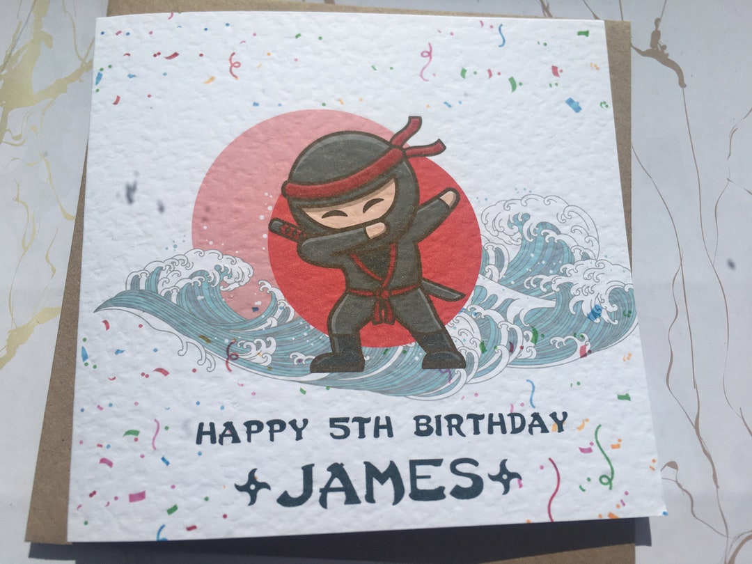 Personalized Ninja Birthday Card: Linen Cardstock - Etsy UK