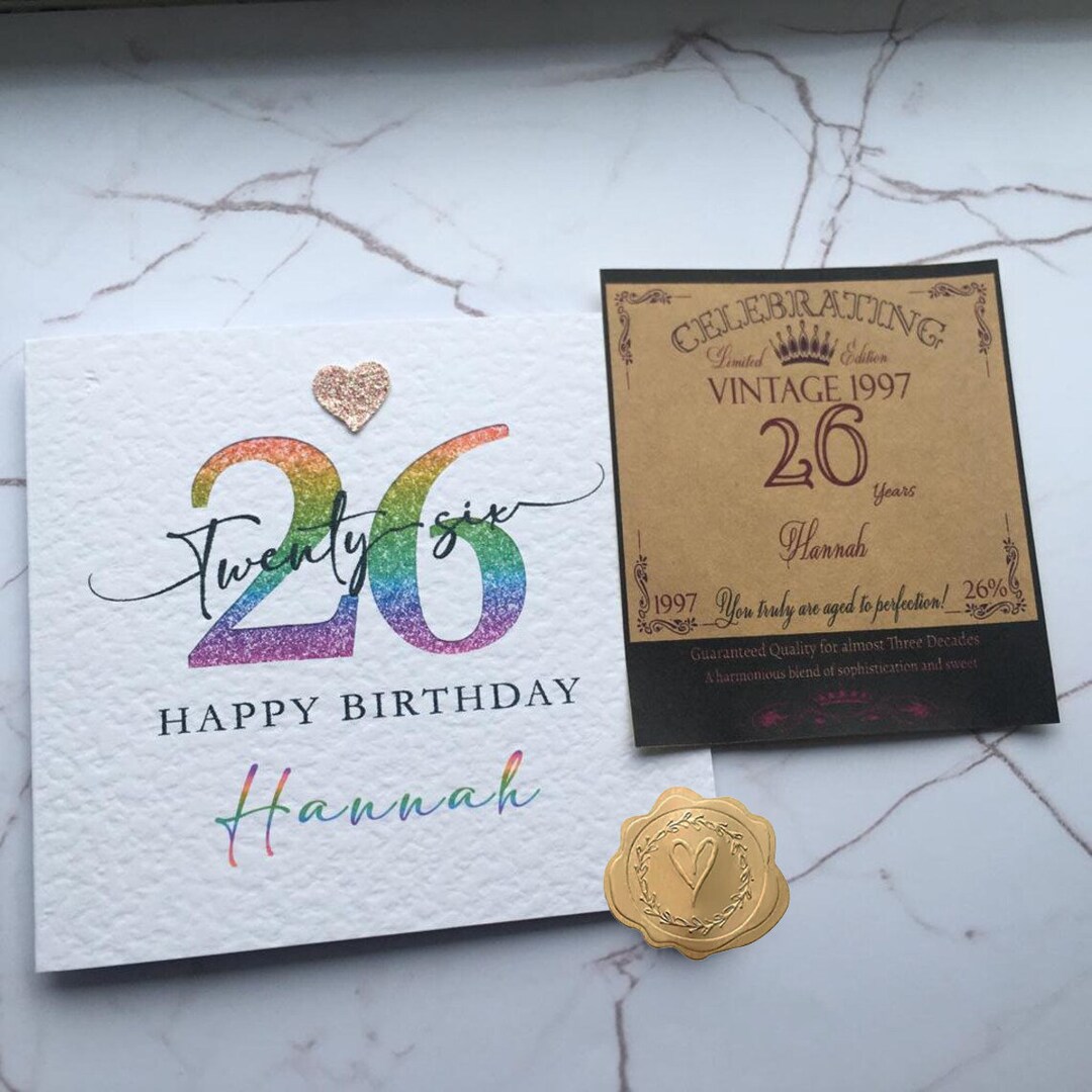 Personalised 26th Birthday Card, Twenty Fourth Card - Etsy