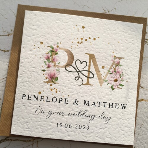 Personalised Wedding Initial Card Wedding Watercolour Card - Etsy UK