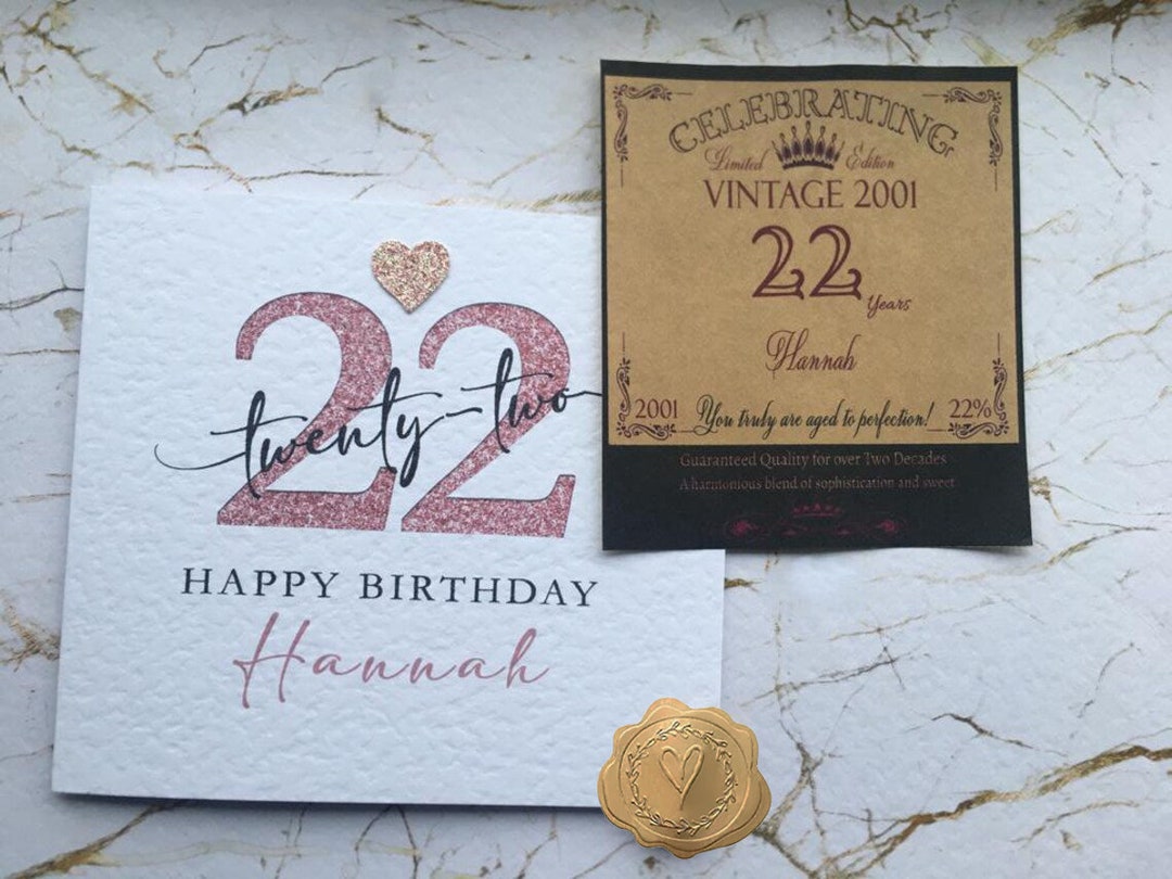 Personalised 22nd Birthday Card, Twenty Second Card, Twenty Two Card - Etsy