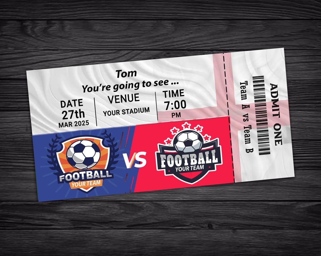 Football Match Day Ticket - Etsy UK