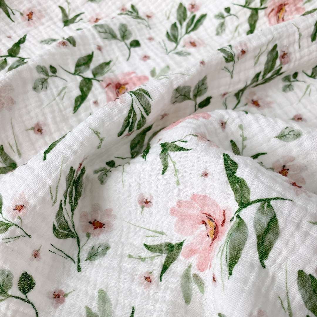 Floral Double Gauze Fabric | Double Gauze Fabric | Floral Print Fabric ...