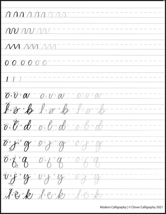 Modern Calligraphy Practice Sheets / Guidelines / Handouts / | Etsy