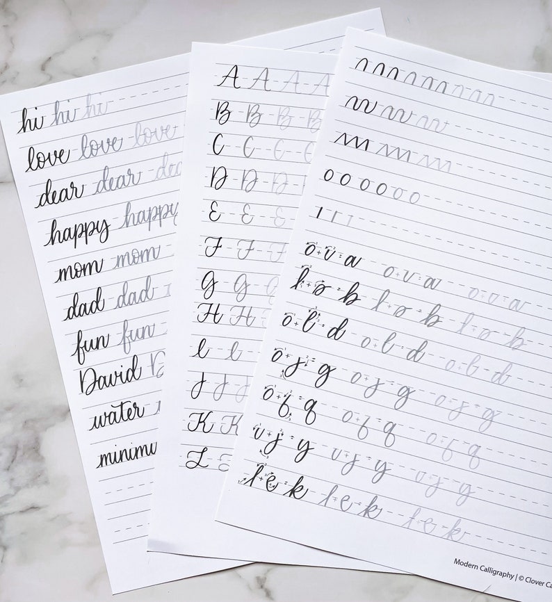 Modern Calligraphy Practice Sheets / Guidelines / Handouts / | Etsy