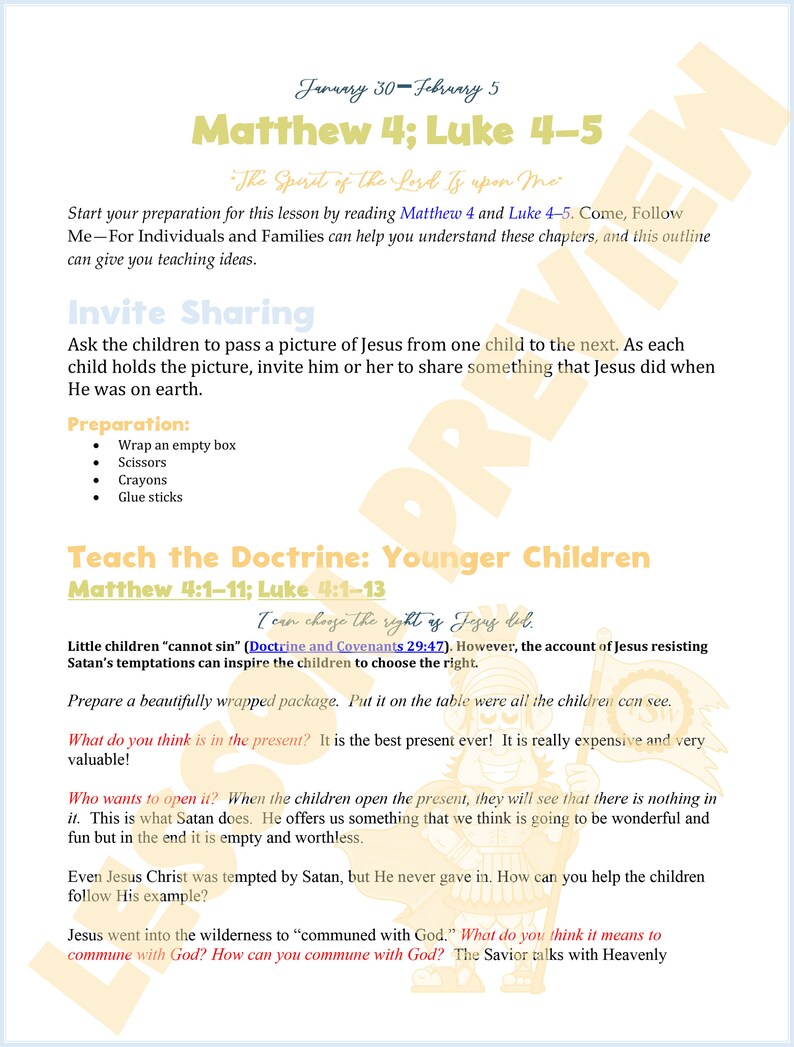 LDS Primary Come Follow Me 2023 New Testament JUNIOR Younger - Etsy