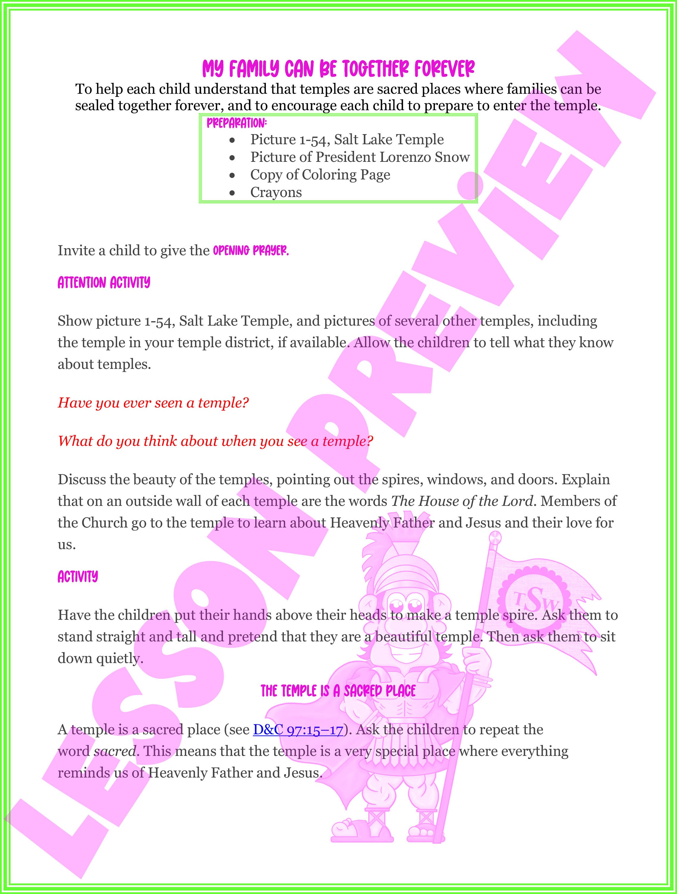 LDS Primary Nursery Manual Behold Your Little Ones Nursery Lesson: 13 ...