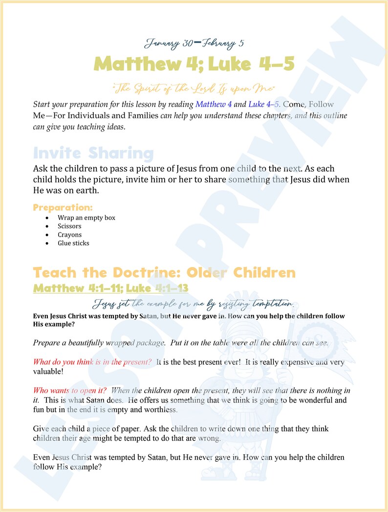 LDS Primary Come Follow Me 2023 New Testament SENIOR Older - Etsy