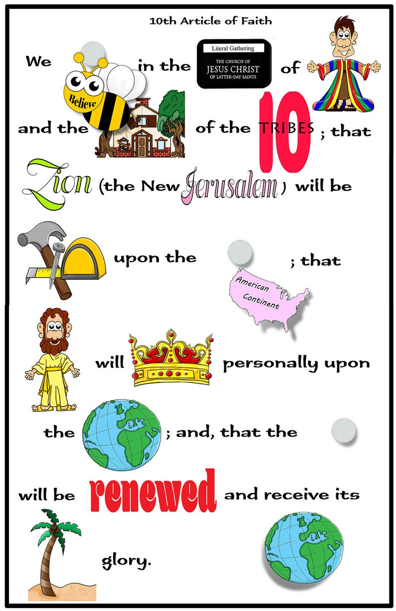 10th Article of Faith, Come, Follow Me-download Packet Activity Day ...