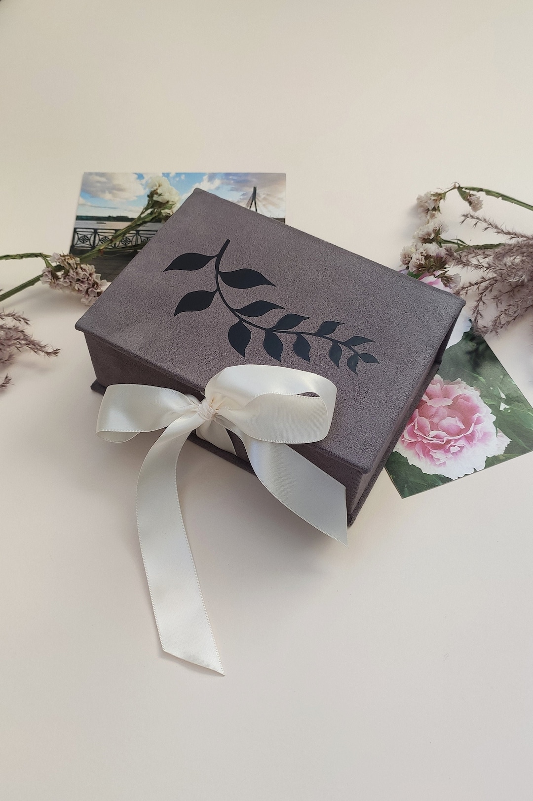 4x6 Photo Box, Photo Keepsake Box, Photo Holder With Leave Ornament - Etsy