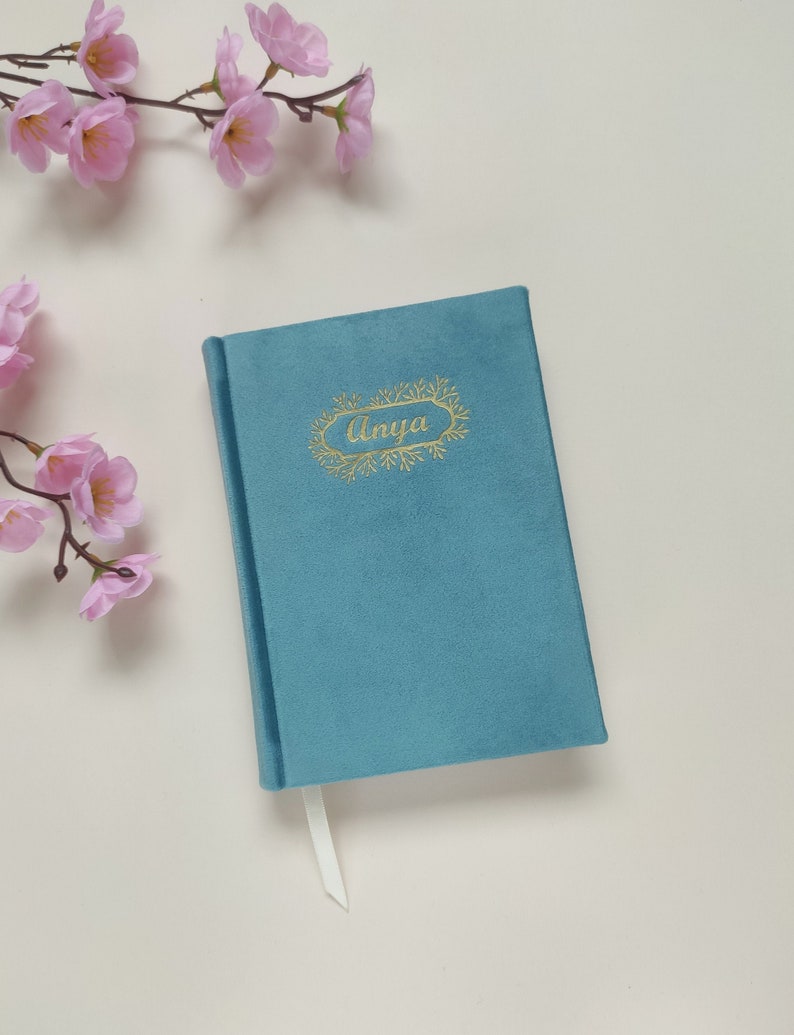 A6 Diary, Blank Journal Hardcover, Personalized Velvet Notebook ...