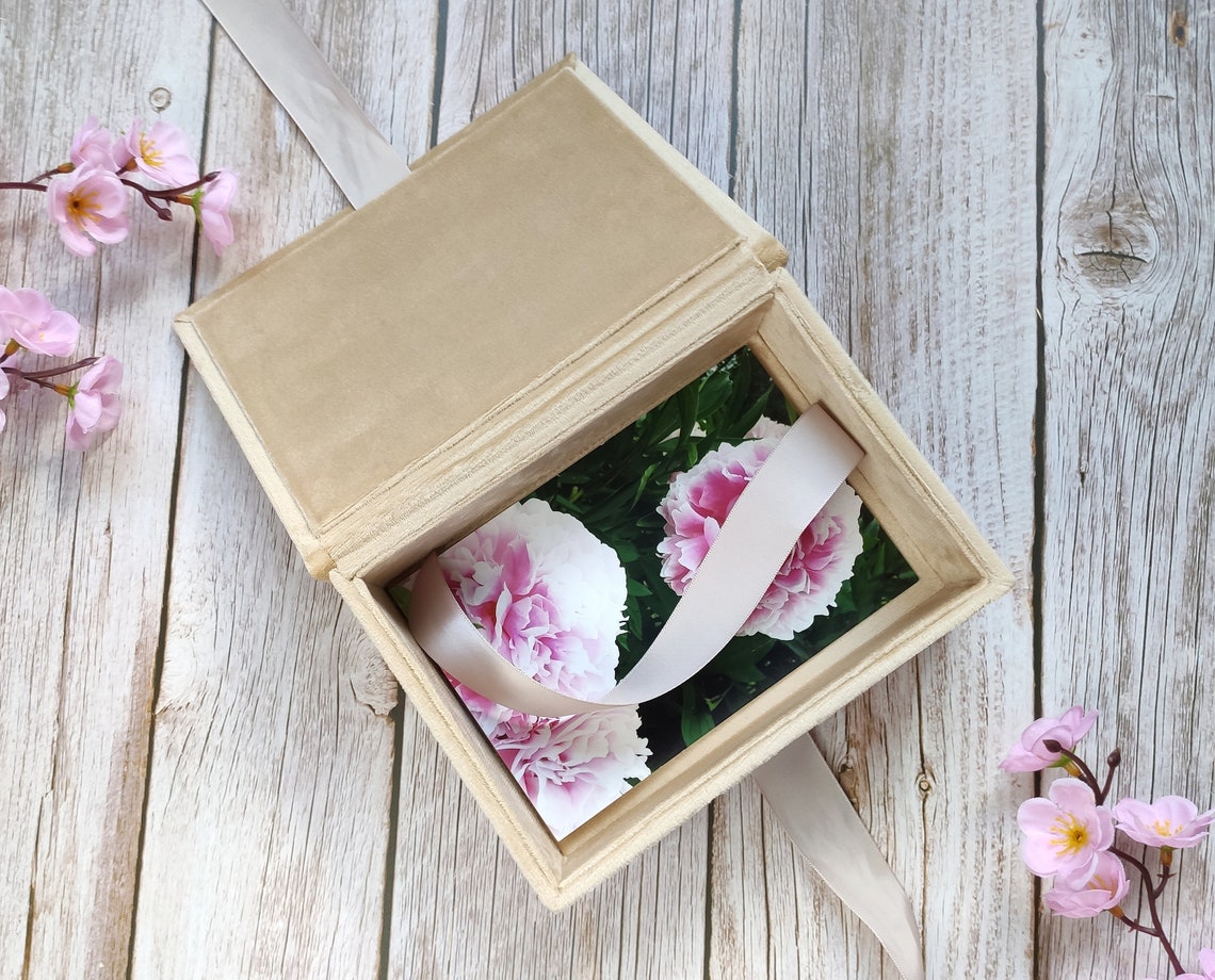 Handmade Velvet Photo Box With Mandala Ornament, Custom Photo Storage ...