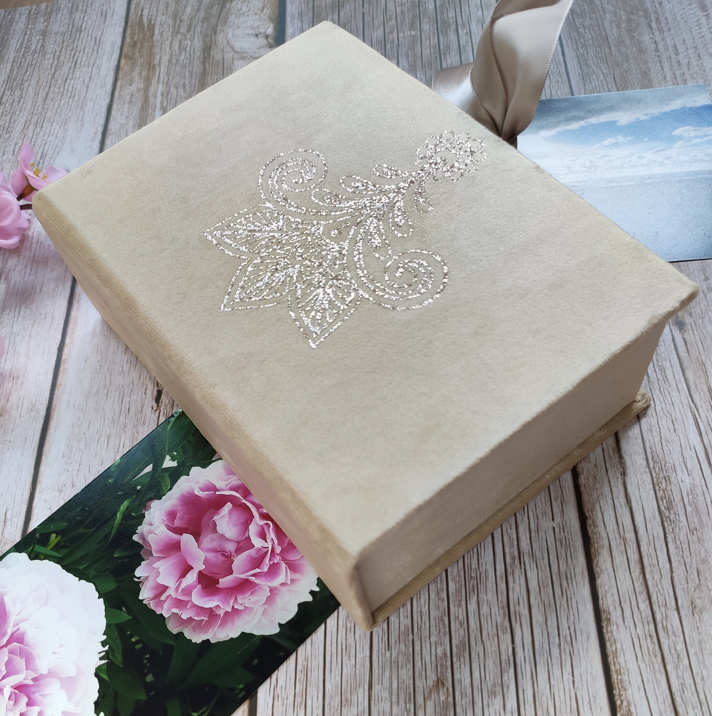 Handmade Velvet Photo Box With Mandala Ornament, Custom Photo Storage ...