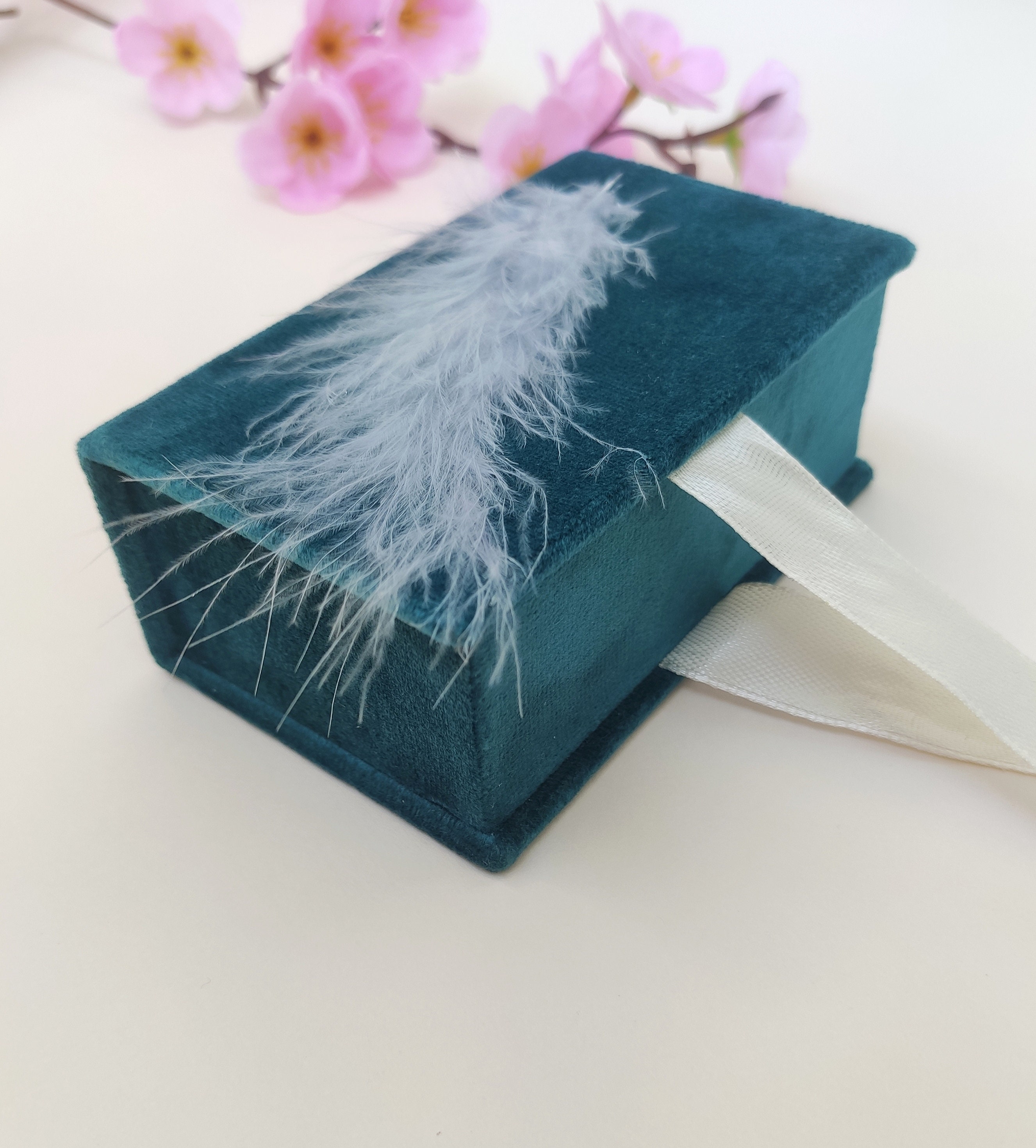 Small Velvet Money Gift Box With Feather Handmade Box for - Etsy