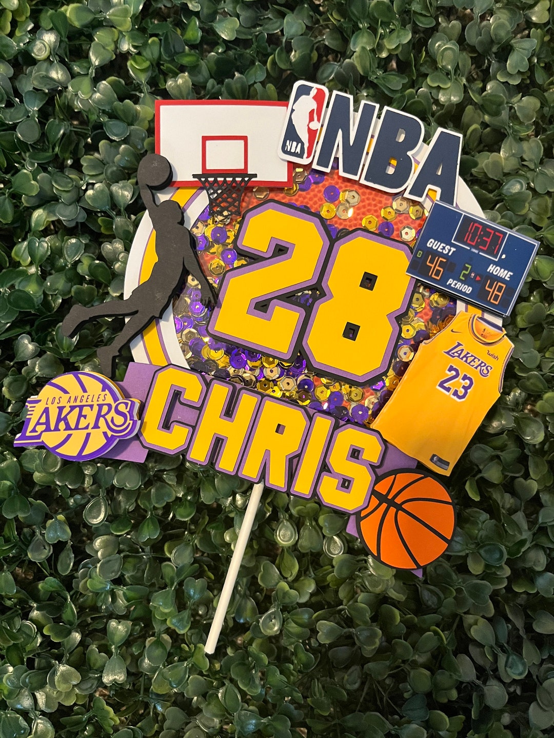 Basketball Shaker Cake Topper, Basketball Birthday Party, Sports Cake ...