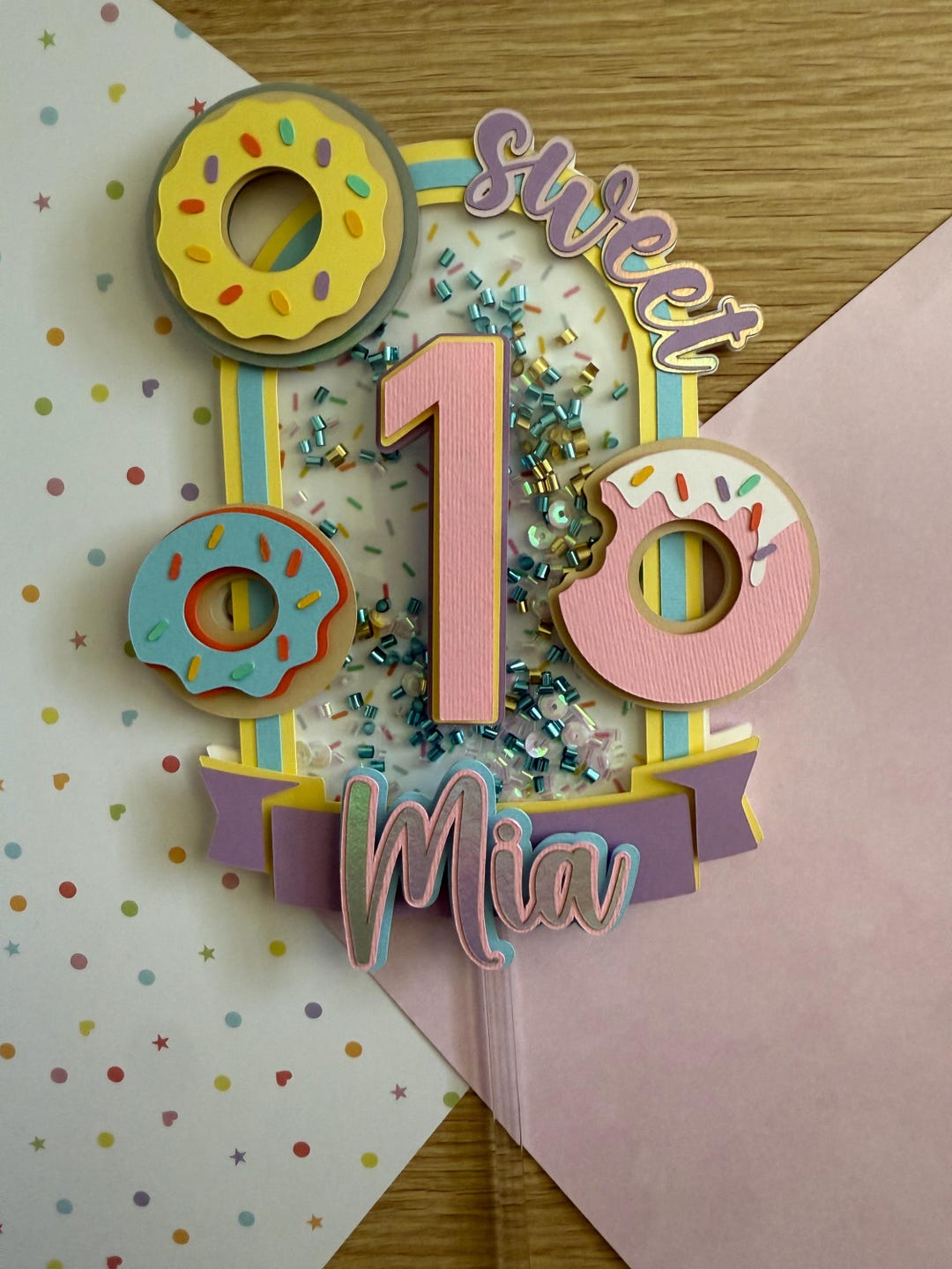 Donut Cake Topper: Sprinkles, Two Sweet Birthday Decor - Etsy