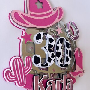 Cowgirl Shaker Cake Topper: Pink Rodeo Birthday Party Decor - Etsy